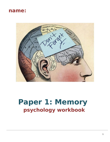 AQA GCSE Psychology: Memory module | Teaching Resources