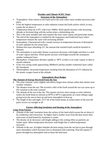 Revision Notes on Weather and Climate (A Level WJEC/ Eduqas Geography ...