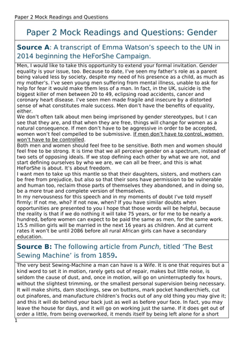 English Language Paper 2 Mock Readings and Questions with Answers and Rubrics | Teaching Resources