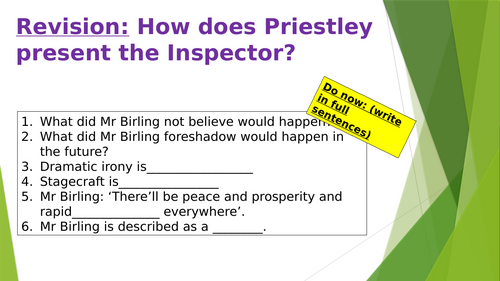 An Inspector Calls lesson PPT The Inspector | Teaching Resources