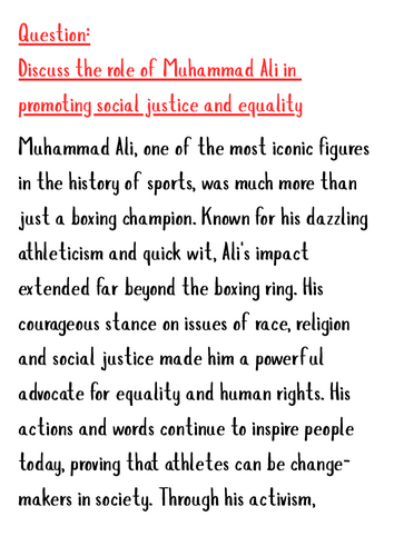 Muhammad Ali's Contribution to Social Justice and Equality: A GCSE ...
