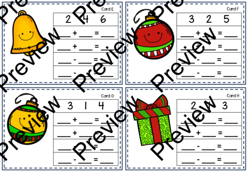 Christmas Math Fact Families - December - Winter - Addition Subtraction ...