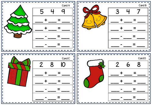 Christmas Math Fact Families - December - Winter - Addition Subtraction ...