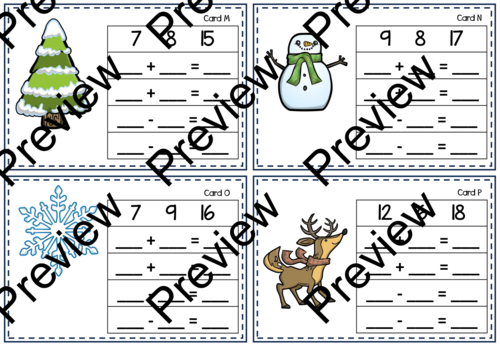 Christmas Math Fact Families - December - Winter - Addition Subtraction ...