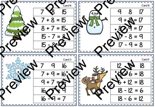 Christmas Math Fact Families - December - Winter - Addition Subtraction ...