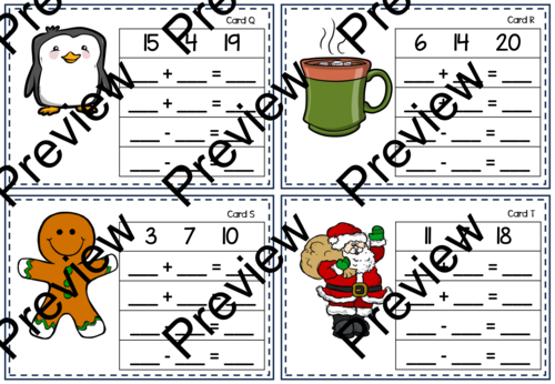 Christmas Math Fact Families - December - Winter - Addition Subtraction ...