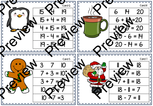 Christmas Math Fact Families - December - Winter - Addition Subtraction ...