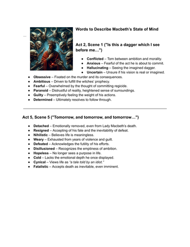 Macbeth: Act 2, Scene 1, and Act 5, Scene 5 Soliloquy: Dyslexia ...