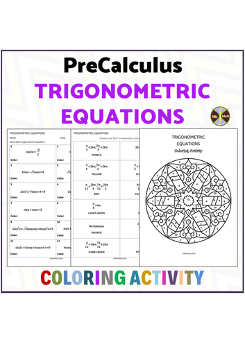Trigonometric Equations - Coloring Activity/Color by Code | Teaching ...