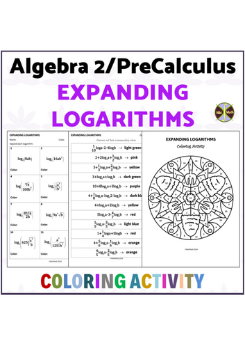 Expanding Logarithms - Coloring Activity/Color by Code | Teaching Resources