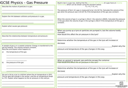iGCSE Physics Gas pressure | Teaching Resources