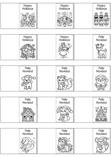 Cute Christmas cards in English, Spanish, French, German, Italian and ...