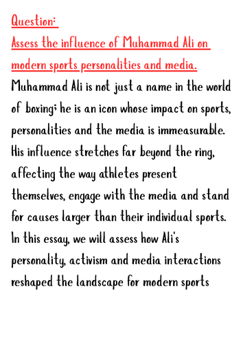 Assess the influence of Muhammad Ali on modern sports personalities and ...