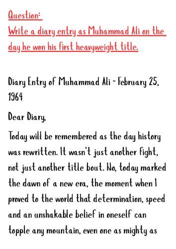 Write a diary entry as Muhammad Ali on the day he won his first ...