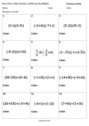Multiply and Divide Complex Numbers | Teaching Resources