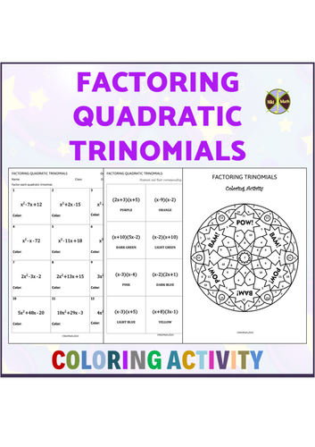 Factoring Quadratic Trinomials- Color by Code | Teaching Resources Factoring Quadratic Trinomials- Color by Code | Teaching Resources