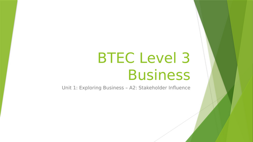 BTEC Business Unit 1: Exploring Business | Teaching Resources