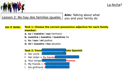 Module 3 Mi gente, mi mundo - No hay dos familias iguales - Spanish ...