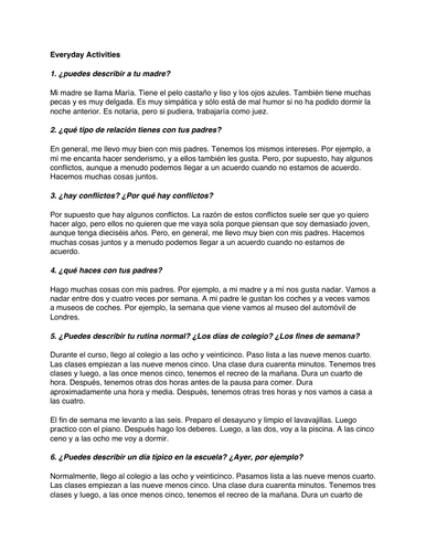 Spanish GCSE Oral Model Answers | Teaching Resources