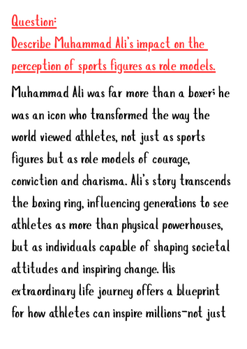Describe Muhammad Ali’s impact on the perception of sports figures as ...