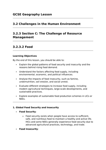 RESOURCE MANAGEMENT - AQA GCSE Geography Lesson Bundle | Teaching Resources