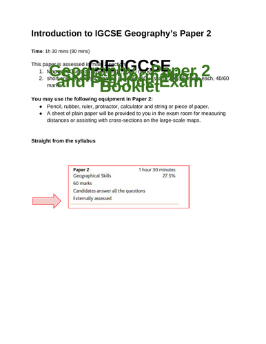 CIE/AQA GEOGRAPHY SKILLS BOOKLET WITH PRACTICE QUESTIONS WITH ANSWERS ...