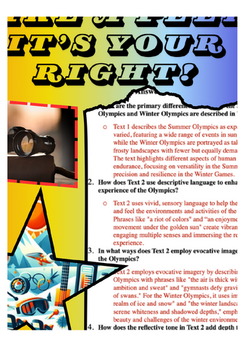 IGCSE English on Summer vs. Winter Olympics: Compare & Contrast Texts ...