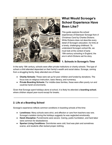 A Christmas Carol: Scrooge's School Experience - PEEL Paragraphs ...
