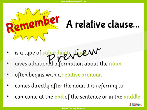 Relative Clauses - Year 5 and 6 | Teaching Resources
