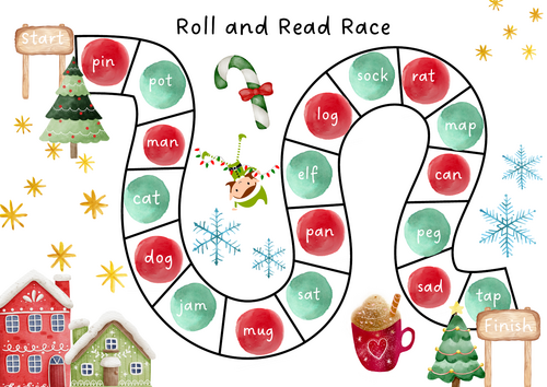 Christmas CVC Phonics Race | Teaching Resources