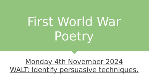 Full SOW: KS3 First World War Poetry | Teaching Resources