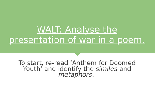 Full SOW: KS3 First World War Poetry | Teaching Resources