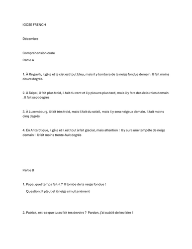 Key Stage 4 French: December in France: Weather, sports, countries and ...