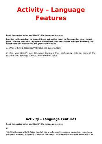 A Christmas Carol' -Structure and Language - Complete Lesson | Teaching ...