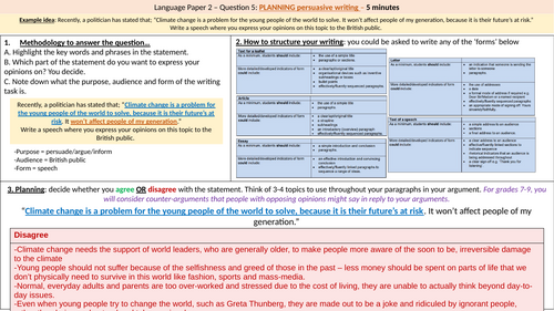 AQA English Language paper 2 question 5 - persuasive planning and ...