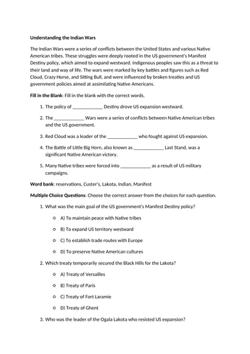Indian Wars - After the Civil War | Teaching Resources