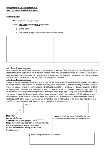 Macbeth Act 3 worksheets | Teaching Resources