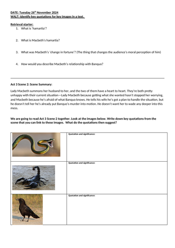 Macbeth Act 3 worksheets | Teaching Resources