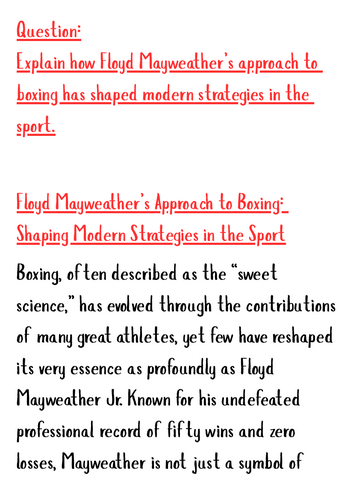 GCSE ~ Explain how Floyd Mayweather’s approach to boxing has shaped ... GCSE ~ Explain how Floyd Mayweather’s approach to boxing has shaped ...