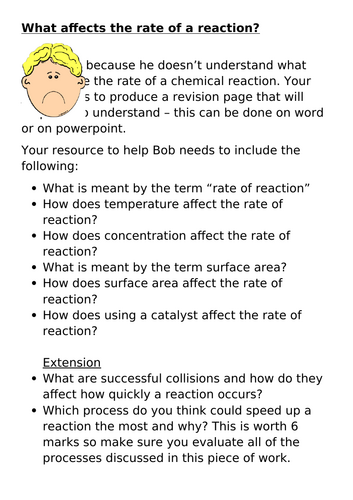 KS3 Chemistry Rates of Reaction ICT Lesson Worksheet | Teaching Resources