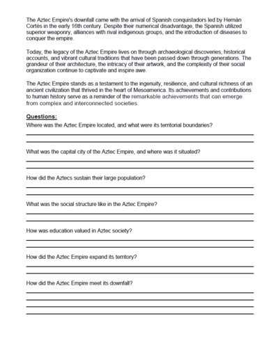 Aztec Empire Worksheet Packet (27 Assignments) | Teaching Resources