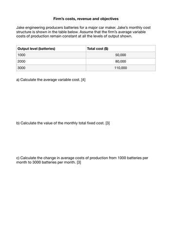 Microeconomic decision makers | Teaching Resources