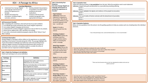 Q4 A Passage to Africa iGCSE Edexcel English Lang | Teaching Resources