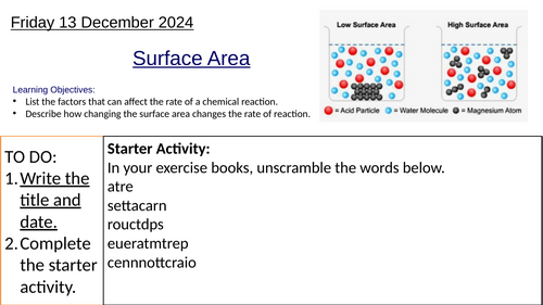 GCSE Chemistry Rate of Reaction, Surface Area, Temperature, Catalyst ...