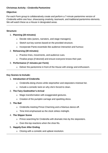 Panto in an Hour - Christmas Pantomime Form Time Activity - Cinderella ...