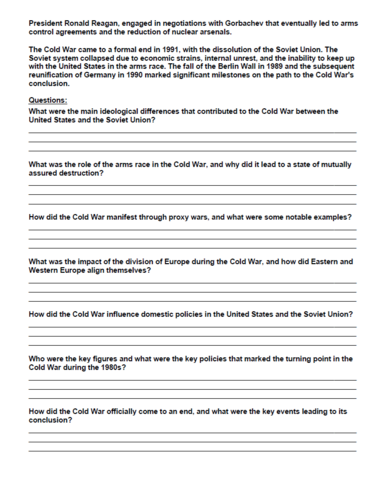 The Cold War Worksheet Packet ( 32 Assignments) | Teaching Resources