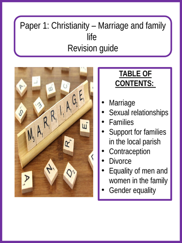 Revision guide - Marriage and family - Edexcel spec B | Teaching Resources