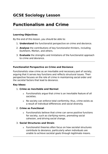 CRIME AND DEVIANCE - GCSE Sociology Lesson Bundle | Teaching Resources