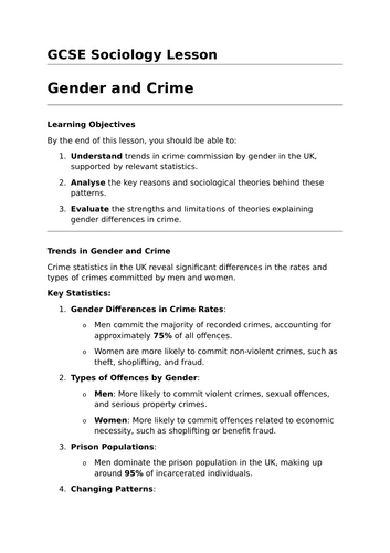 CRIME AND DEVIANCE - GCSE Sociology Lesson Bundle | Teaching Resources