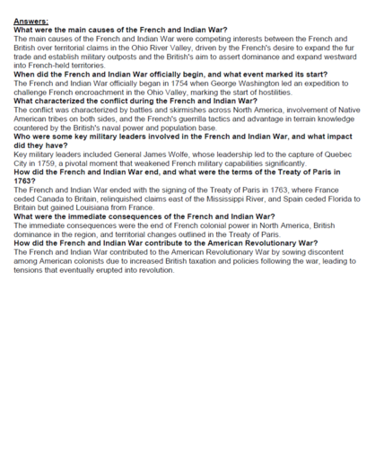 French & Indian War Worksheet Packet ( 12 Assignments) | Teaching Resources